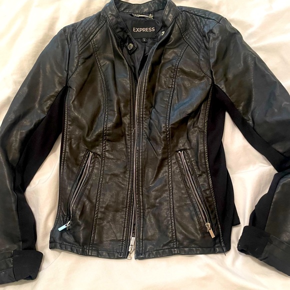 Express | Jackets & Coats | Black Faux Leather Jacket With Chrome ...